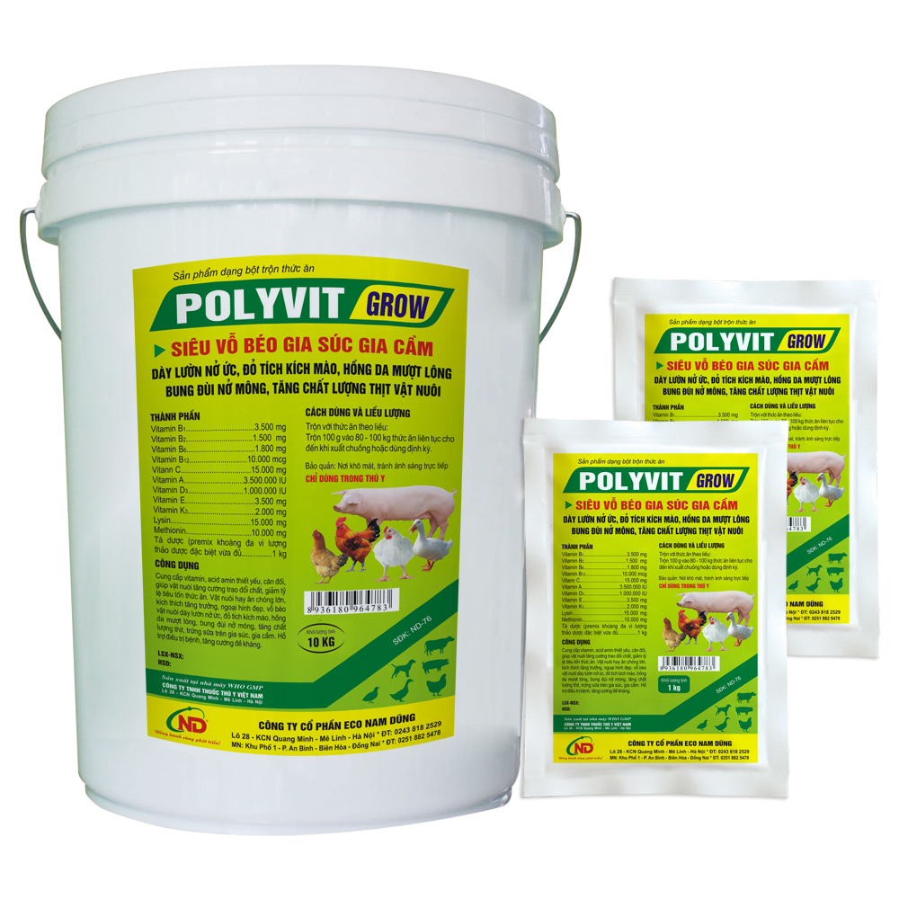 POLYVIT (GROW) - SIÊU VỖ BÉO GIA SÚC GIA CẦM - Eco Nam Dũng